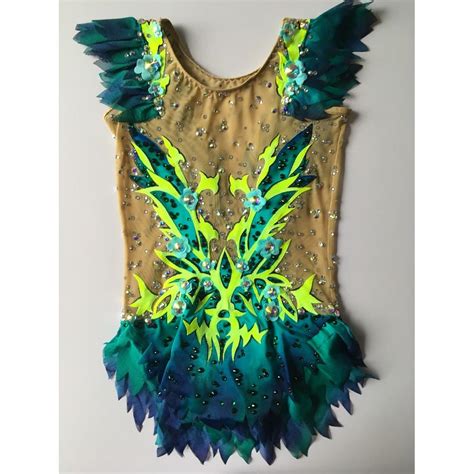 Rhythmic Gymnastics Leotard For Rent Blue Greeen Yellow 130 145