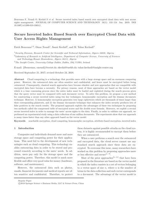 Pdf Secure Inverted Index Based Search Over Encrypted Cloud Data With