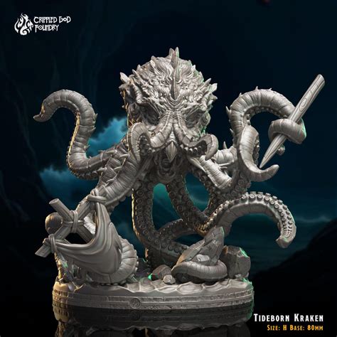 Tideborn Kraken Rpg Miniatures For Dnd Tabletop Wargames 32 Mm