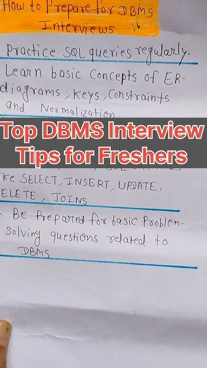 How To Prepare For A Dbms Interview Shorts Dbms Youtube