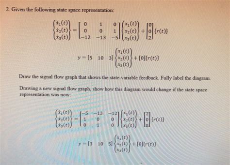 Solved 2 Given The Following State Space Representation