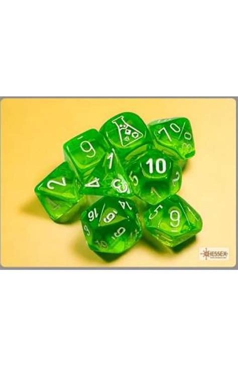 Chessex Lab Dice Translucent Rad Greenwhite 7 Die Set Series 7