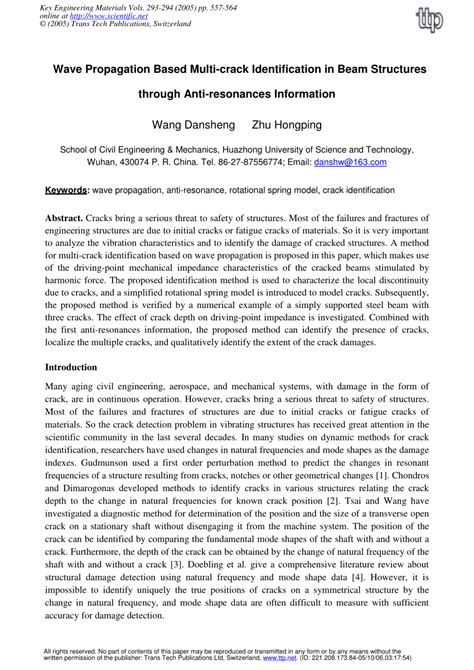 Pdf Wave Propagation Based Multi Crack Identification In Beam Structures Through Anti