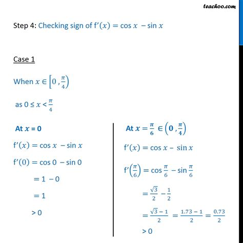 Example Find Intervals Where F X Sin X Cos X Is