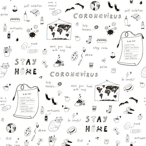 Premium Vector Coronavirus Illustration Virus Line Vector Seamless