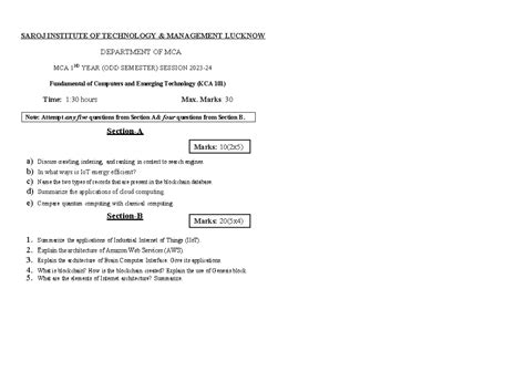 Fundamentals 1 Marks 205x4 Marks 102x5 Saroj Institute Of