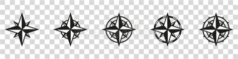 Compass Icons Set Of Vector Compass Icons Stock Vector Illustration