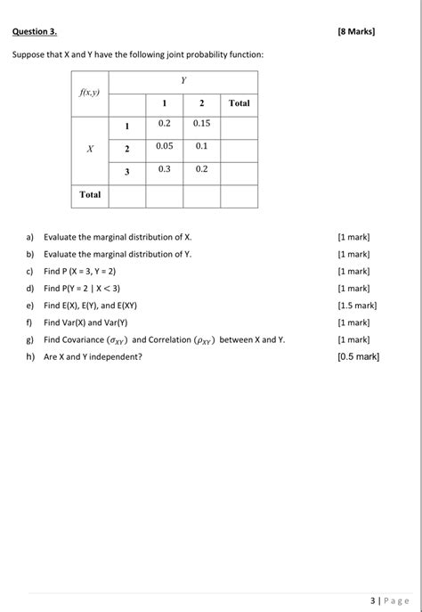 Solved Question 3 8 ﻿marks Suppose That X And Y Have The