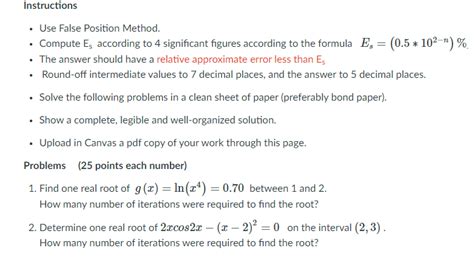 solved instructions use false position method · compute