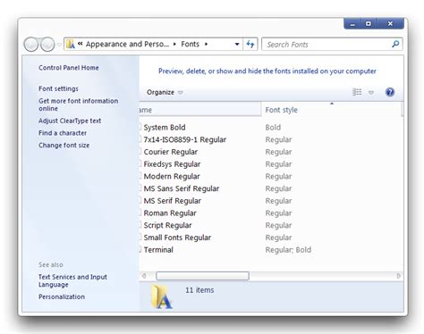 windows 7 my fonts are all hidden super user