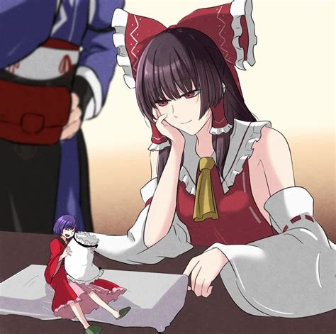 Hakurei Reimu Morichika Rinnosuke And Sukuna Shinmyoumaru Touhou Drawn By Monadmandara