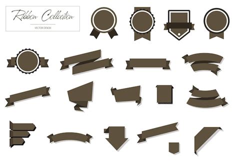 Set Ribbons Black Cli Arrt Premium Vector