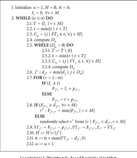 Table 1 From A Hybrid Genetic Algorithm To Minimize Total Tardiness For