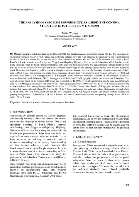 Pdf The Analysis Of Sabo Dam Performance As A Sediment Control Structure In Putih River Mt