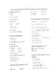 Dynamics Formula Sheet Course Hero