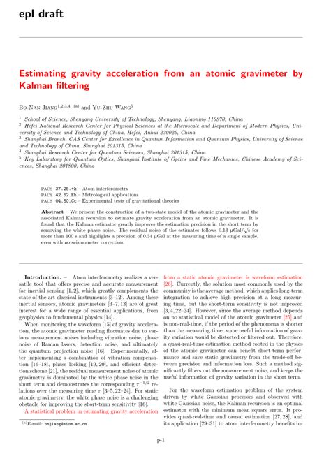 Pdf Estimating Gravity Acceleration From An Atomic Gravimeter By