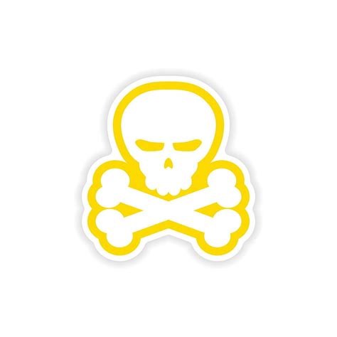 종이 두개골 뼈 벡터에 아이콘 스티커 현실적인 디자인 Ai Eps Uidownload