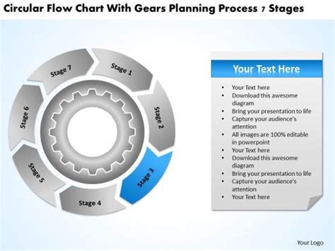 Flow Chart With Gears Planning Process Stages Business Powerpoint Slides