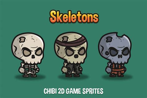 Skeleton Chibi D Game Sprites CraftPix Net