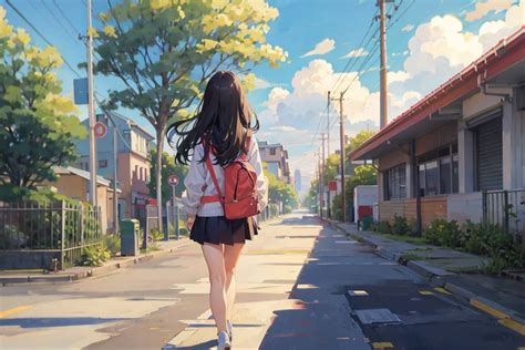 Anime Girl Walking To School By Emrearda123123 On Deviantart