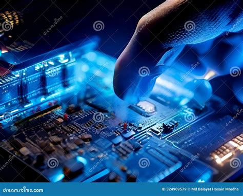 Computer Motherboard With Cpu And Semiconductors Performance Upgrading