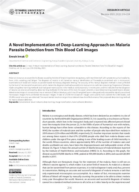 Pdf A Novel Implementation Of Deep Learning Approach On Malaria Parasite Detection From Thin