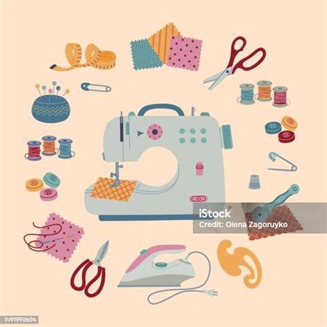 다양한 재봉 액세서리 및 가전 제품 세트 재단사 바느질 및 재봉사를 위한 작업 도구 마네킹에 대한 스톡 벡터 아트 및 기타 이미지 마네킹 패션 0명 Istock