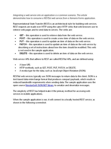 Consuming Restful Web Services From A Xamarinforms Mobile Application