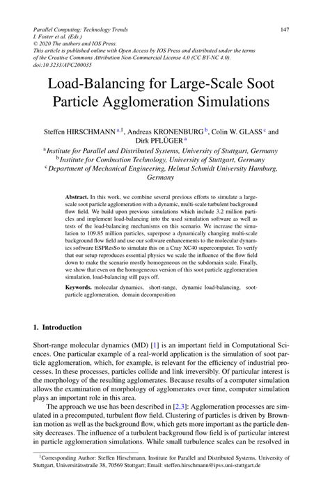 Pdf Load Balancing For Large Scale Soot Particle Agglomeration