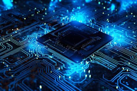 Premium Ai Image A Computer With A Blue Led Light That Says The Back Of It