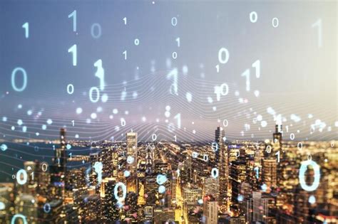 Premium Photo Abstract Virtual Binary Code Hologram On Chicago