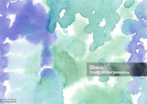 수채화 페인트 추상 적 배경 녹색 파란색 및 청록색 스팟 텍스처 포장 및 웹 명소의 배경 0명에 대한 스톡 벡터 아트 및 기타 이미지 Istock