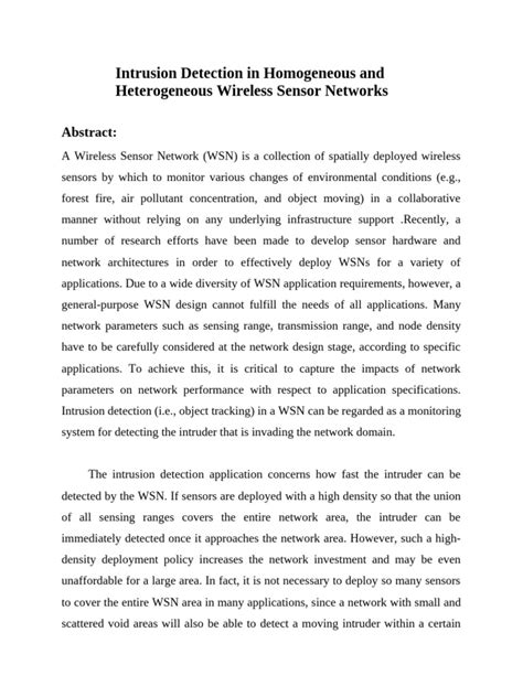 intrusion detection in homogeneous and heterogeneous wireless sensor