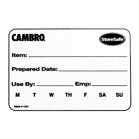 Cambro 23slb250 Storesafe Labels White 2 X 3 Bargreen Ellingson