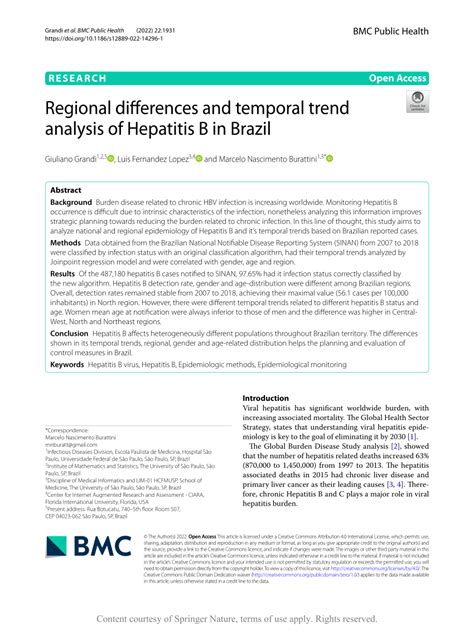 Pdf Regional Differences And Temporal Trend Analysis Of Hepatitis B In Brazil