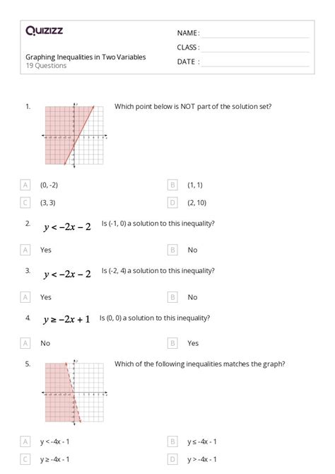50 Two Variable Inequalities Worksheets For 10th Grade On Quizizz