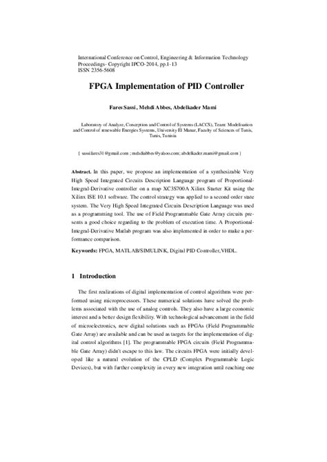 pdf fpga implementation of pid controller