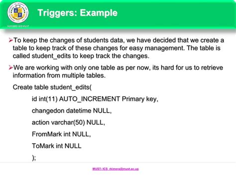 Using Triggers In My Sql Database Pptx