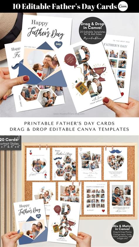 Editable Fathers Day Cards Templates Printable Photo Fathers Cards Digital Greeting Cards