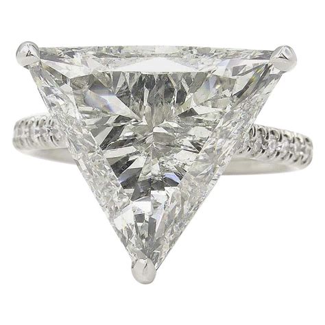 6 47ct Estate Vintage Trillion Diamond Engagement Wedding Platinum Ring