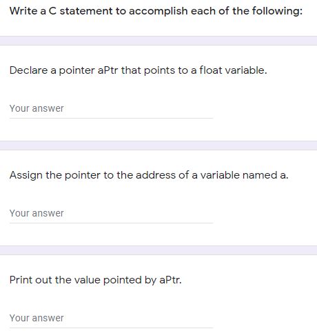 Solved Write A C Statement To Accomplish Each Of The Chegg Com