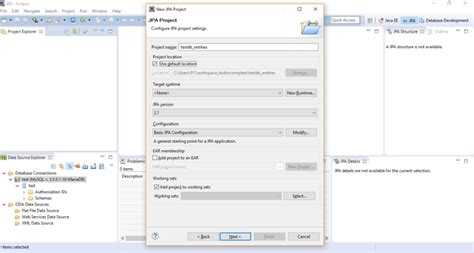 Creating Entity Classes From Database Schema Using Eclipse