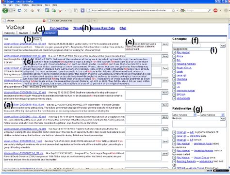 workspace user interface a document links b search box c