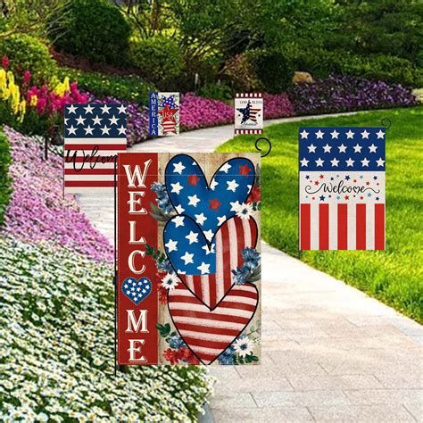 Lightall Independence Day Garden Flag Double Sided Linen Brush D茅cor