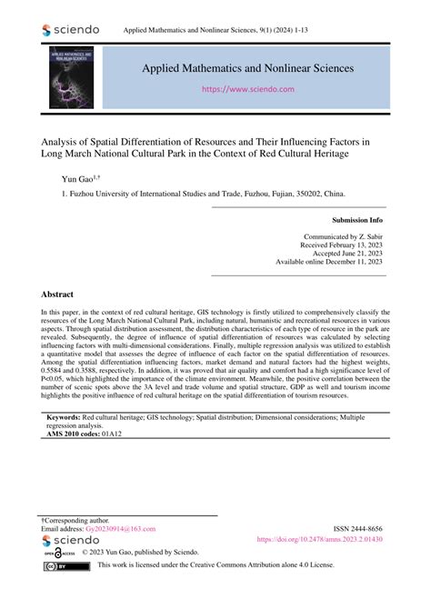Pdf Analysis Of Spatial Differentiation Of Resources And Their Influencing Factors In Long