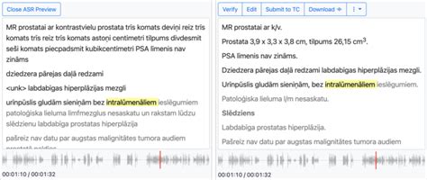 ruta med editor views preview of the asr output left the