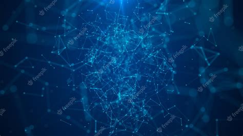 Premium Photo Abstract Blue Background With Moving Lines And Dots Network Connection Worldwide