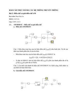 Lab The report of practical BÁO CÁO THỰC HÀNH CÁC HỆ THỐNG TRUYỀN THÔNG Bài ĐIỀU CHẾ