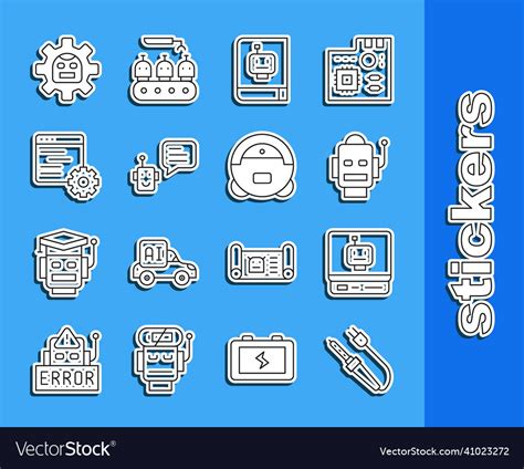 Set Line Soldering Iron Robot User Manual Bot Vector Image