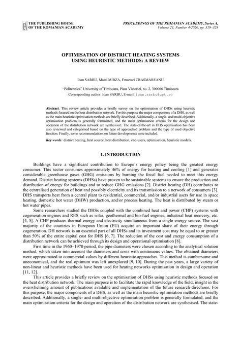 Pdf Optimisation Of District Heating Systems Using Heuristic Methods A Review